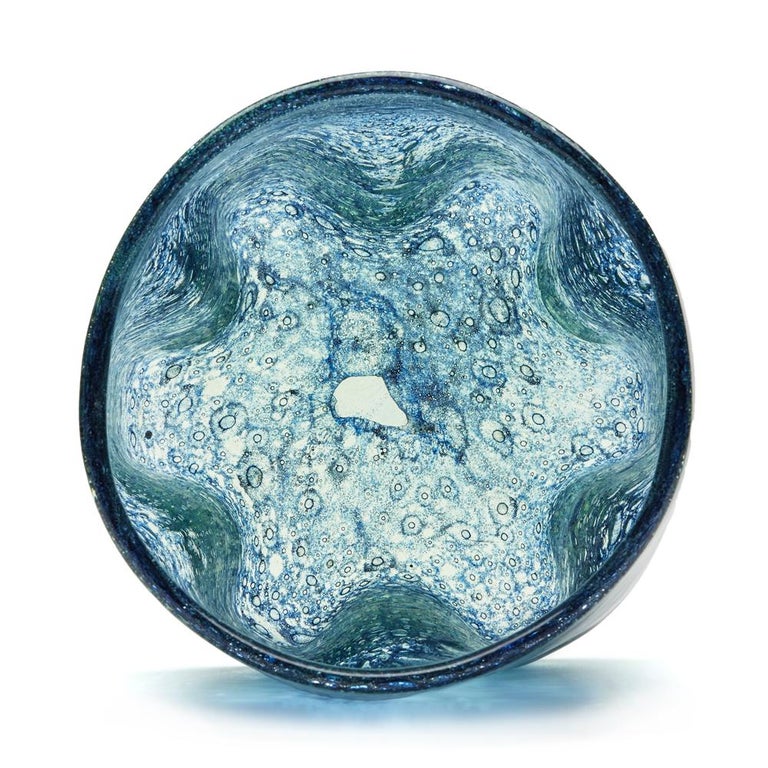 Benny Motzfeldt Blue Bubble Inclusion Glass Bowl, circa 1930 at 1stDibs