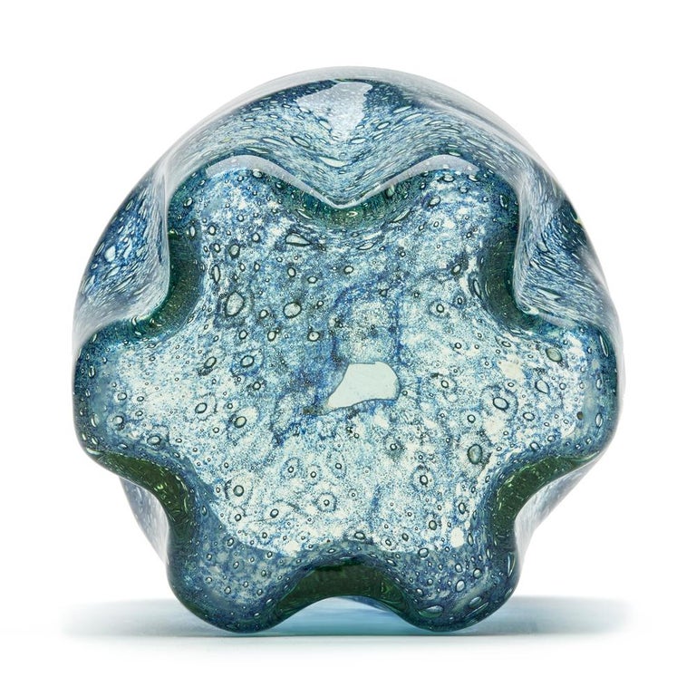 Benny Motzfeldt Blue Bubble Inclusion Glass Bowl, circa 1930 at 1stDibs