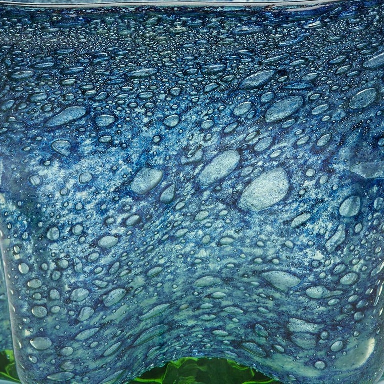 Benny Motzfeldt Blue Bubble Inclusion Glass Bowl, circa 1930 at 1stDibs