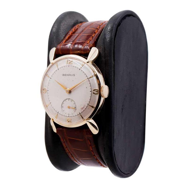 Benrus 14Kt. Solid Gold Art Deco Dress Watch with Original Dial 1950's ...
