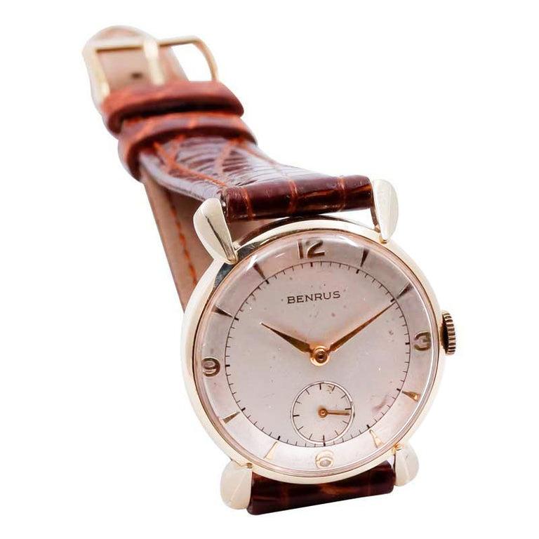 Benrus 14Kt. Solid Gold Art Deco Dress Watch with Original Dial 1950's ...