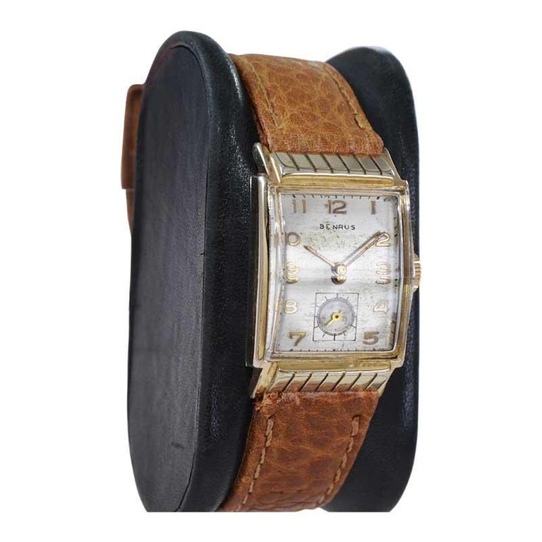 Benrus Art Deco Tank Style Wrist Watch with Original Dial, Circa 1940's ...