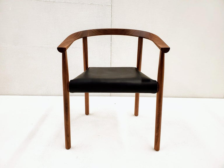BENSEN Tokyo Chair - walnut frame w/ Black leather seat For Sale at 1stDibs