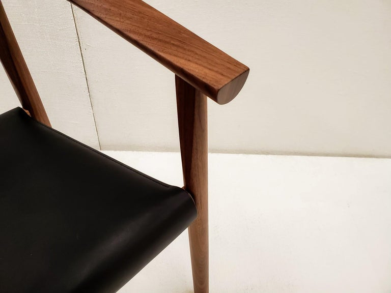 BENSEN Tokyo Chair - walnut frame w/ Black leather seat For Sale at 1stDibs