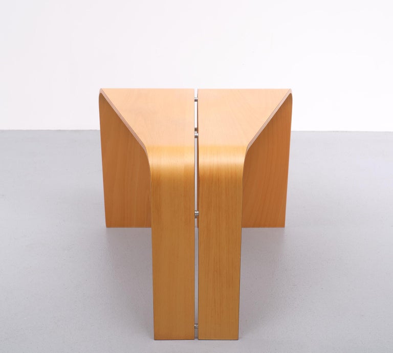 Bent Plywood Triangular Sofa Table 1970s Scandinavian For Sale at 1stDibs