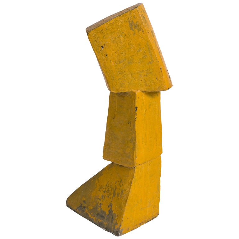Bent Sorensen Abstract Yellow Ceramic Sculpture, Denmark 1970s at 1stDibs
