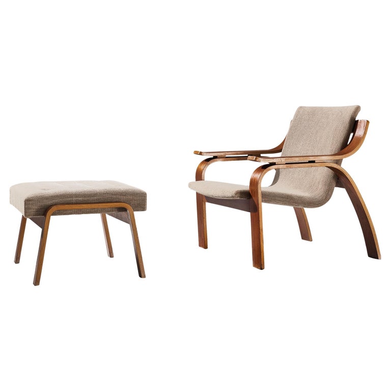 Bentwood Lounge Chair with Ottoman in Mahogany For Sale at 1stDibs