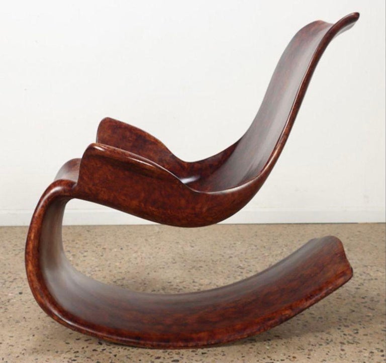 Bentwood Modern Rocking Chair with Faux Burl Finish For Sale at 1stDibs