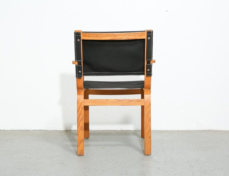 Bentwood Oak and Canvas Dining Chairs For Sale at 1stDibs