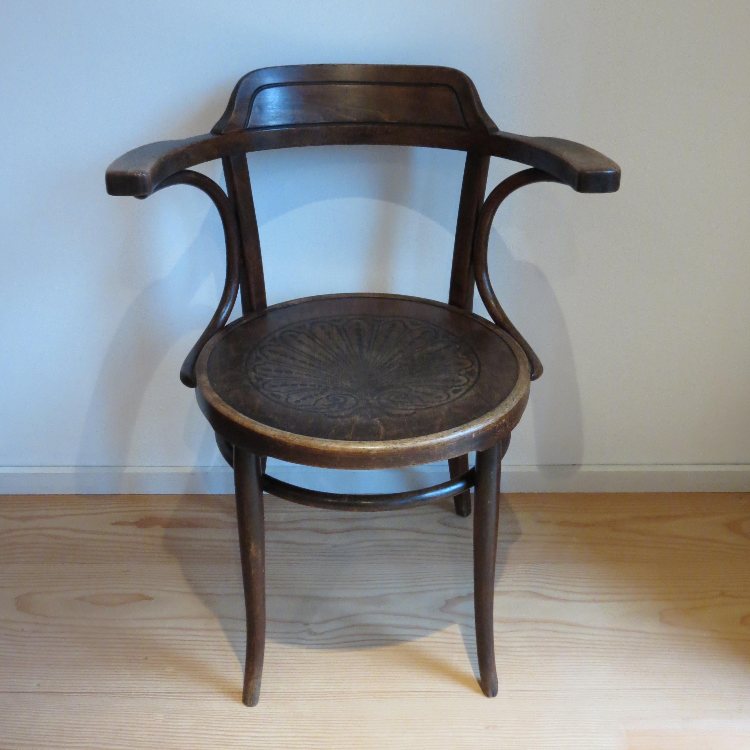 Silla de oficina de madera curvada Model No. 704 J J Kohn For Thonet 1900s Jacob Joseph en venta ...