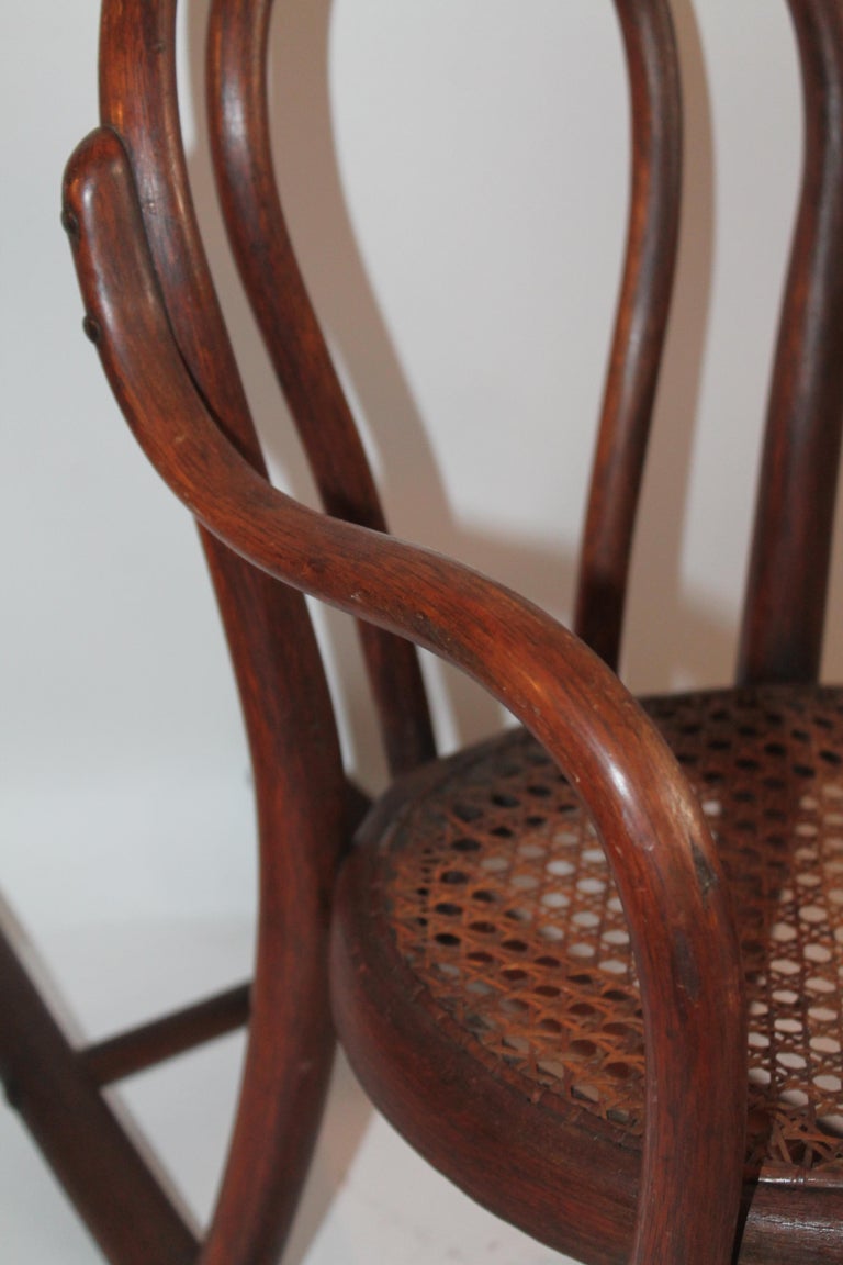 Bentwood Rocker and Chair with Cane Seats, 19th Century For Sale at 1stDibs