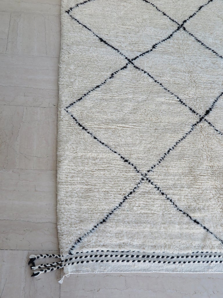 Berber Nord Africa Black and White Wool Carpert Rug 2000s For Sale at ...