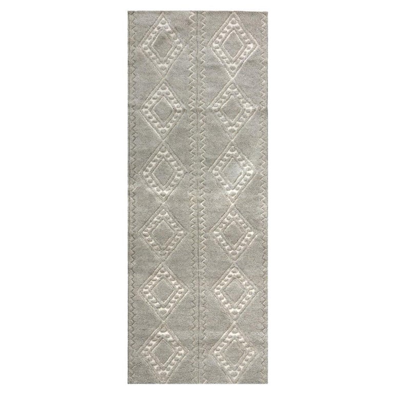 Berber Style Customizable Honeycomb Runner in Pewter Large For Sale at ...