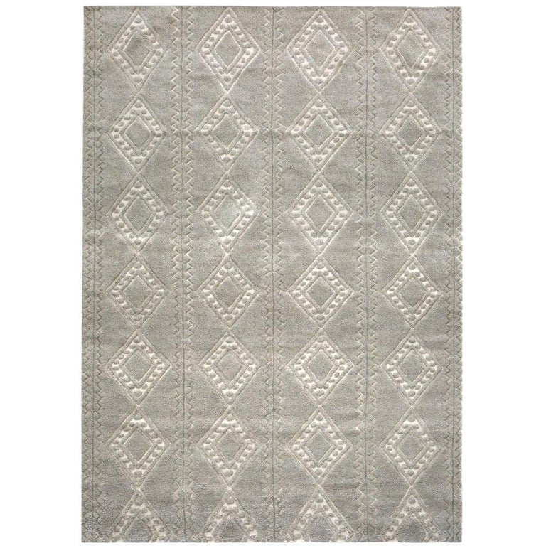Berber Style Customizable Honeycomb Weave in Cream/Pewter Extra Large ...