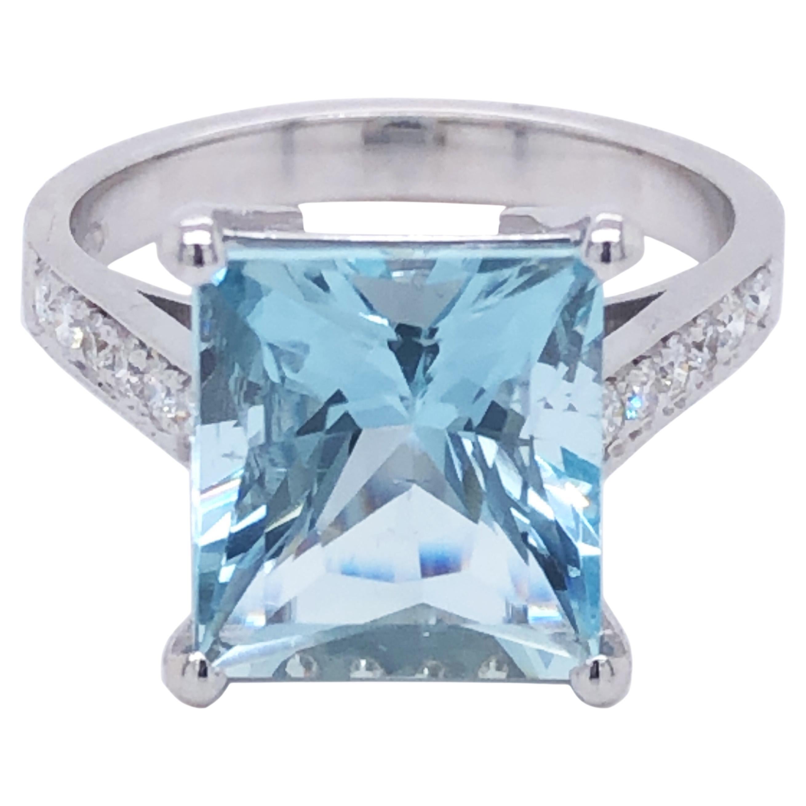 7.15 Carat Edwardian Cut Brazilian Aquamarine Diamond Filigree Cocktail ...