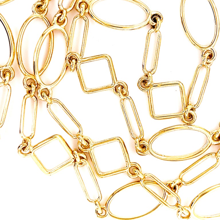 Berca Geometrical Link Shaped Yellow Gold Long Chain Necklace For Sale ...