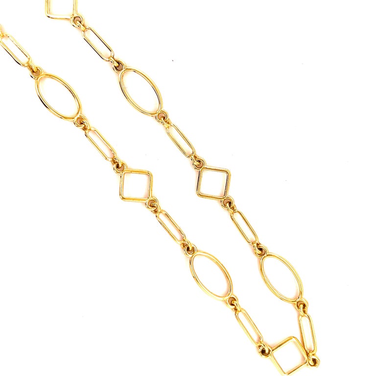 Berca Geometrical Link Shaped Yellow Gold Long Chain Necklace For Sale ...