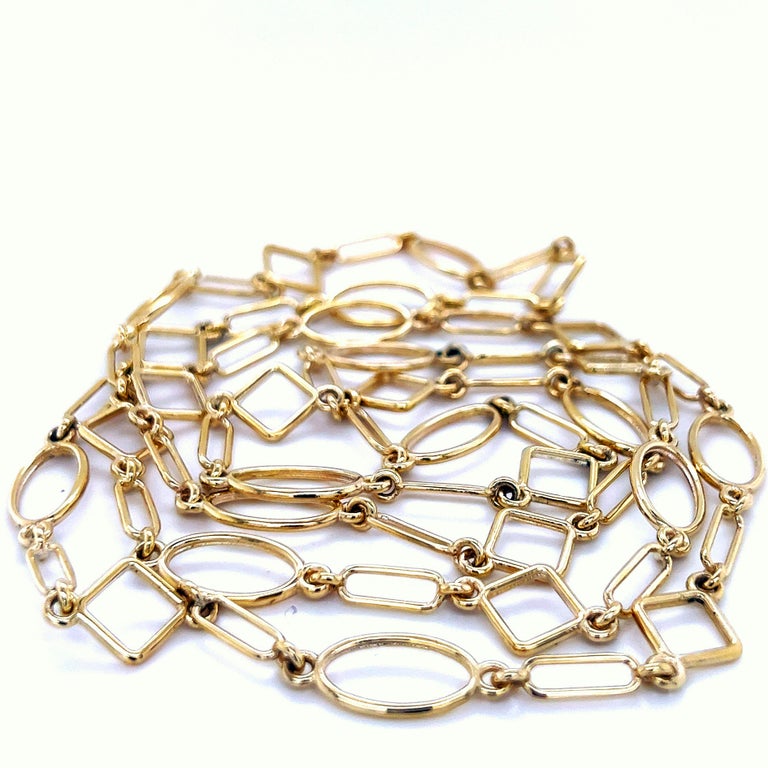 Berca Geometrical Link Shaped Yellow Gold Long Chain Necklace For Sale ...