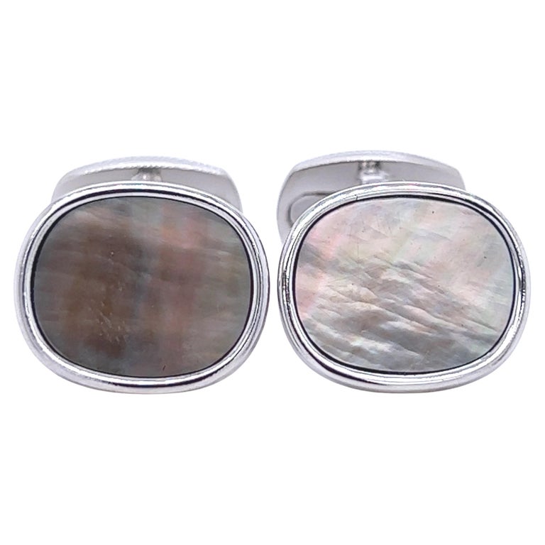 Berca Natural Grey Opal Rectangular Shaped Sterling Silver Cufflinks ...