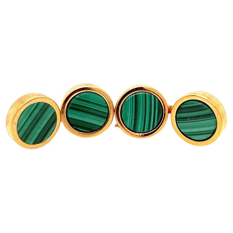 Natural Malachite Disk Round Shaped Sterling Silver Gold Plated ...