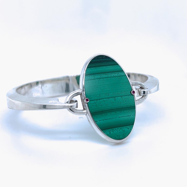 Berca Natural Malachite Solid Sterling Silver Handcrafted Bangle ...