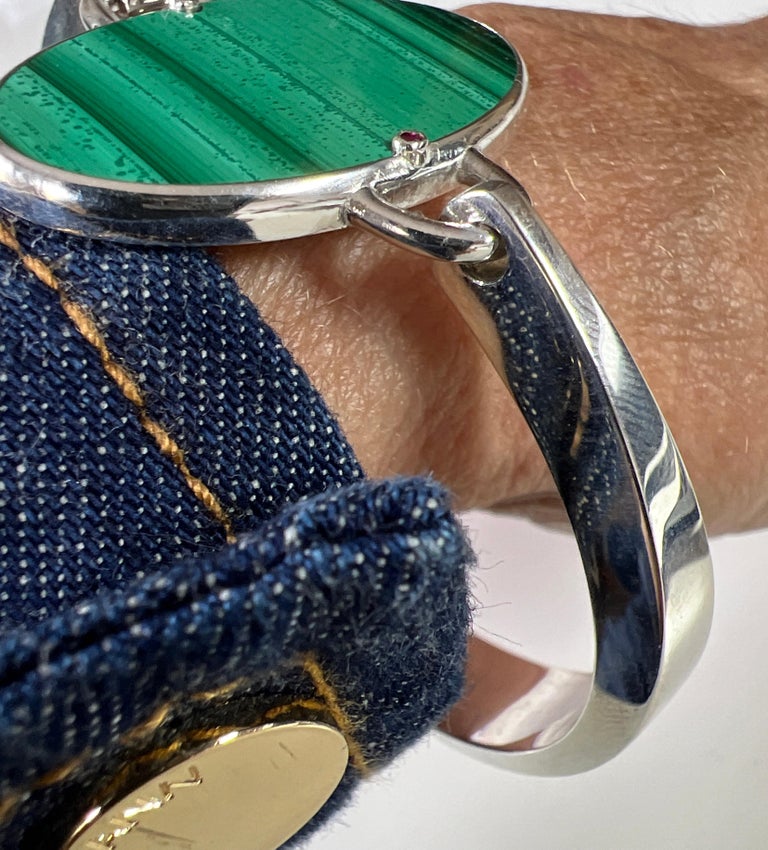 Berca Natural Malachite Solid Sterling Silver Handcrafted Bangle ...