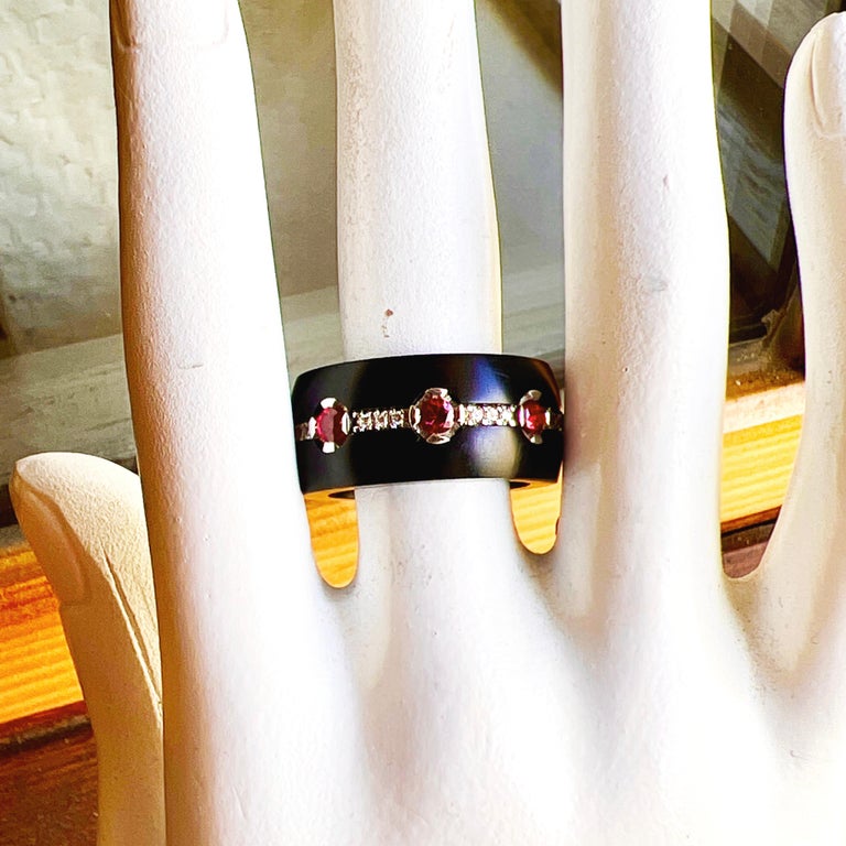 Original 1930 Ruby White Diamond Hand Inlaid Jet Setting Cocktail Ring ...