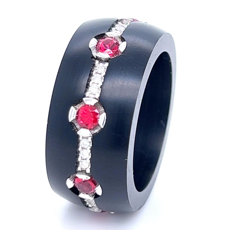Original 1930 Ruby White Diamond Hand Inlaid Jet Setting Cocktail Ring ...