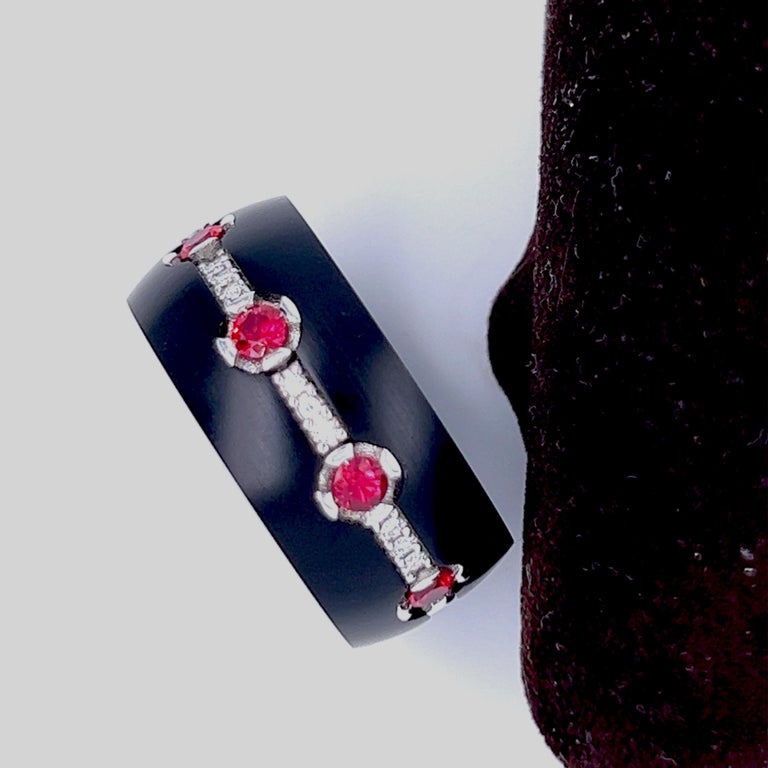 Original 1930 Ruby White Diamond Hand Inlaid Jet Setting Cocktail Ring ...