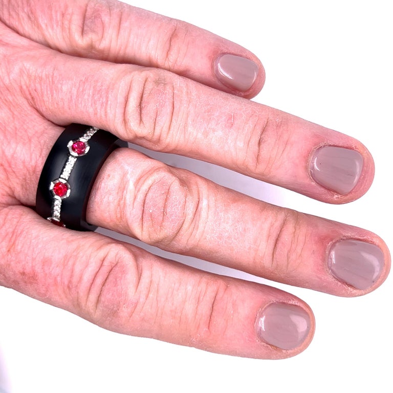 Original 1930 Ruby White Diamond Hand Inlaid Jet Setting Cocktail Ring ...