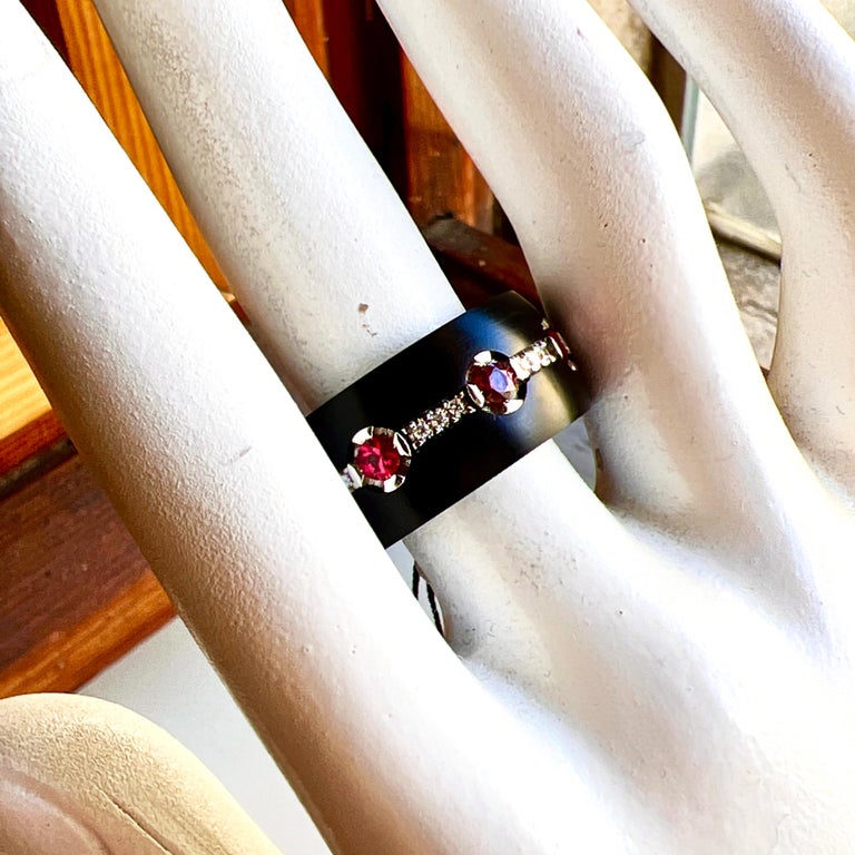 Original 1930 Ruby White Diamond Hand Inlaid Jet Setting Cocktail Ring ...