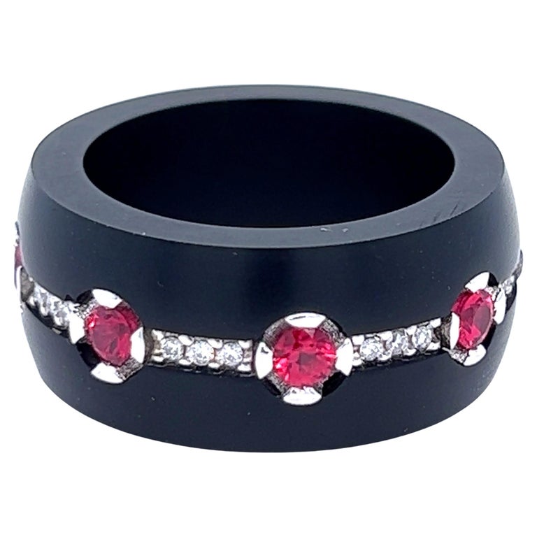Original 1930 Ruby White Diamond Hand Inlaid Jet Setting Cocktail Ring ...
