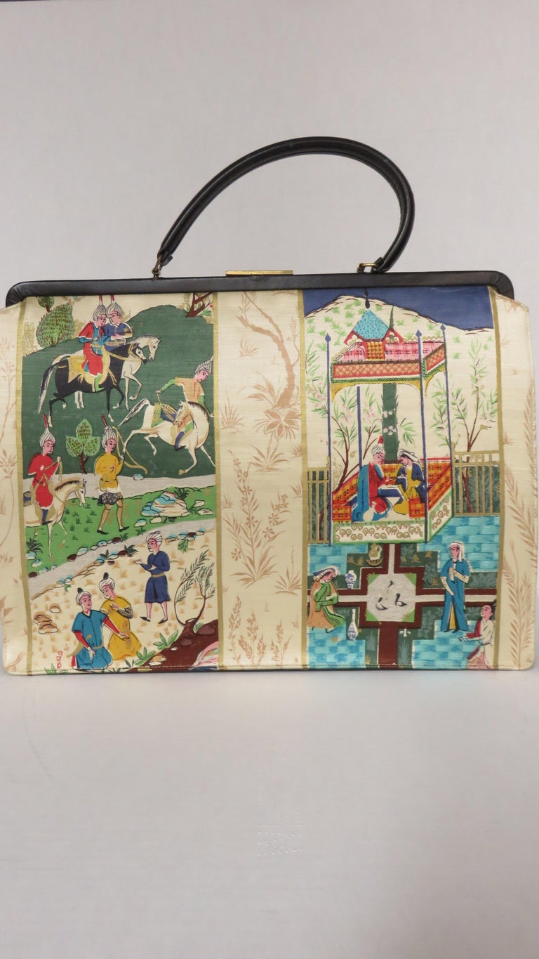 Berger Bags Silk Screen Handbag 1960s at 1stDibs