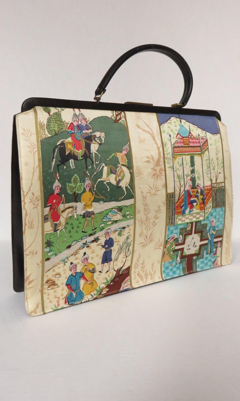 Berger Bags Silk Screen Handbag 1960s at 1stDibs