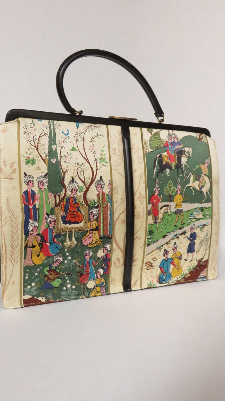 Berger Bags Silk Screen Handbag 1960s at 1stDibs