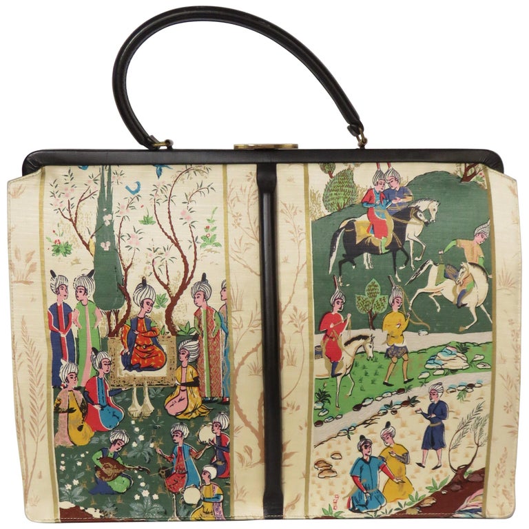 Berger Bags Silk Screen Handbag 1960s at 1stDibs