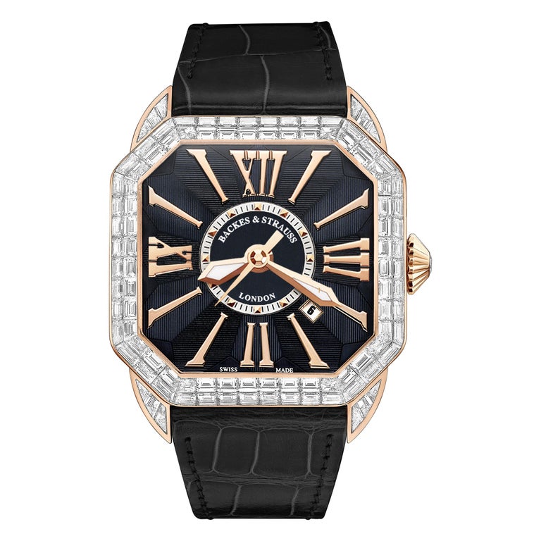 Berkeley Baguette 43 Luxury Diamond Watch for Men's Rose Gold For Sale ...