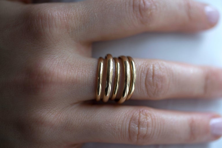 Berlin Ring, Rose Gold 5 Band Stack Ring For Sale at 1stDibs