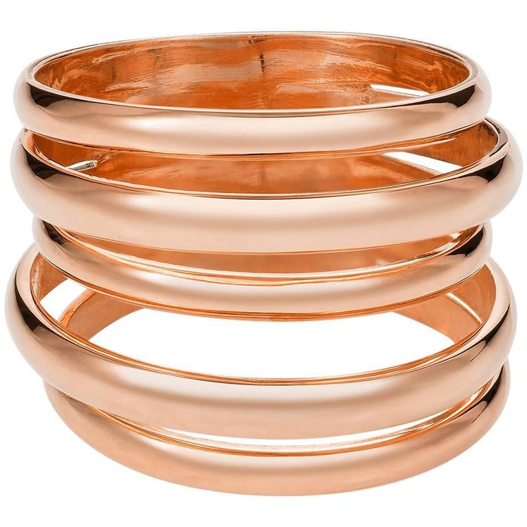Berlin Ring, Rose Gold 5 Band Stack Ring For Sale at 1stDibs