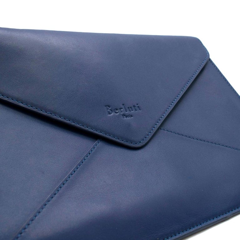 Berluti Blue Leather Envelope Pouch For Sale at 1stDibs