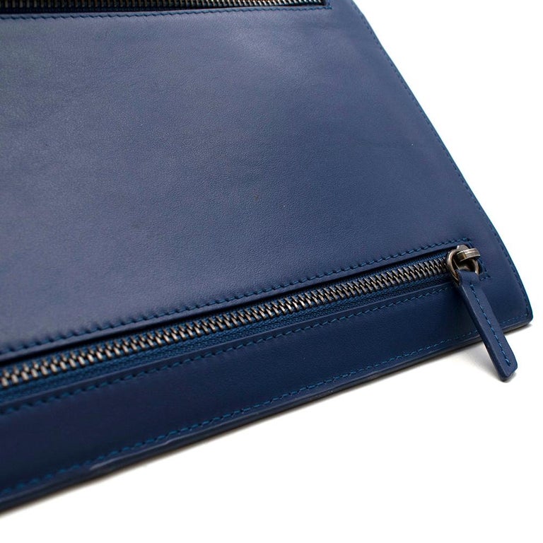 Berluti Blue Leather Envelope Pouch For Sale at 1stDibs