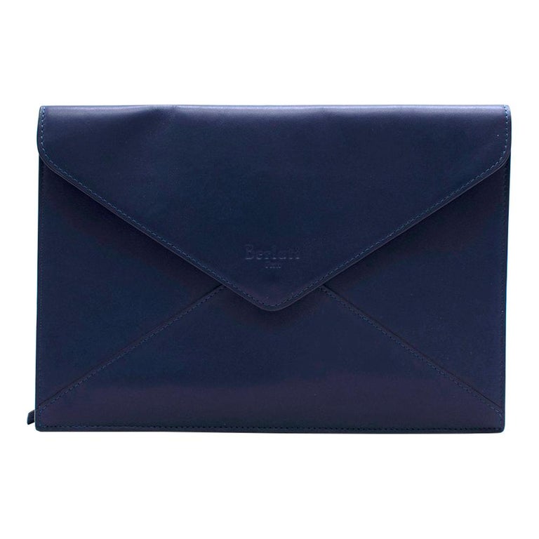 Berluti Blue Leather Envelope Pouch For Sale at 1stDibs