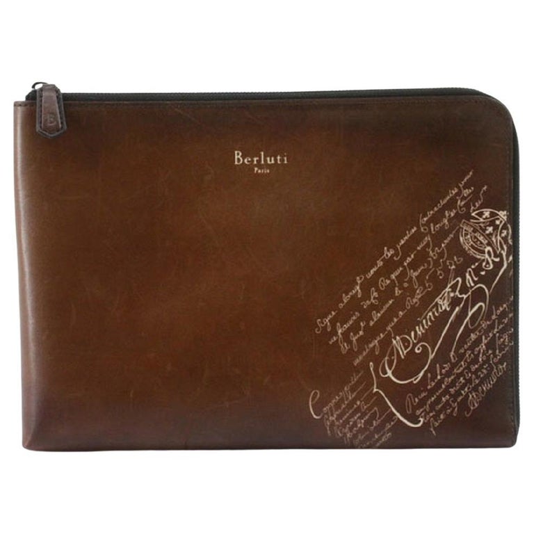 Berluti Brown Venetian Leather Calligraphy Nino GM Document Case at 1stDibs
