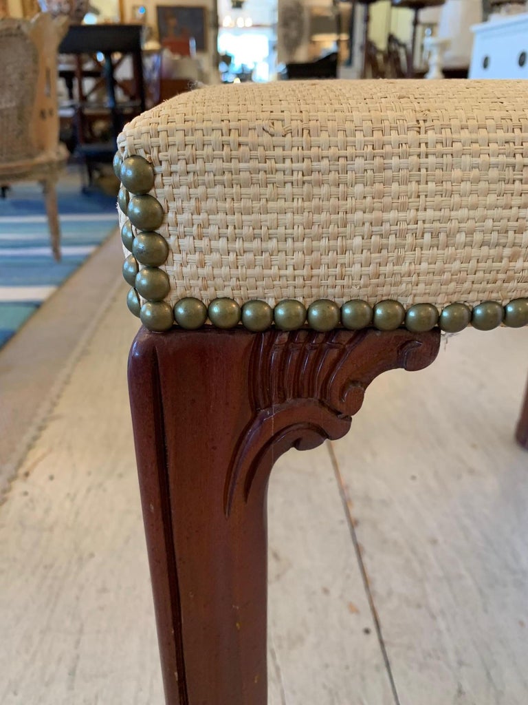 Bermuda Chic Raffia Wrapped Side Table with Mahogany Base For Sale at ...