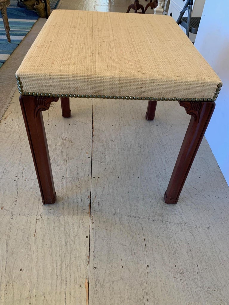 Bermuda Chic Raffia Wrapped Side Table with Mahogany Base For Sale at ...