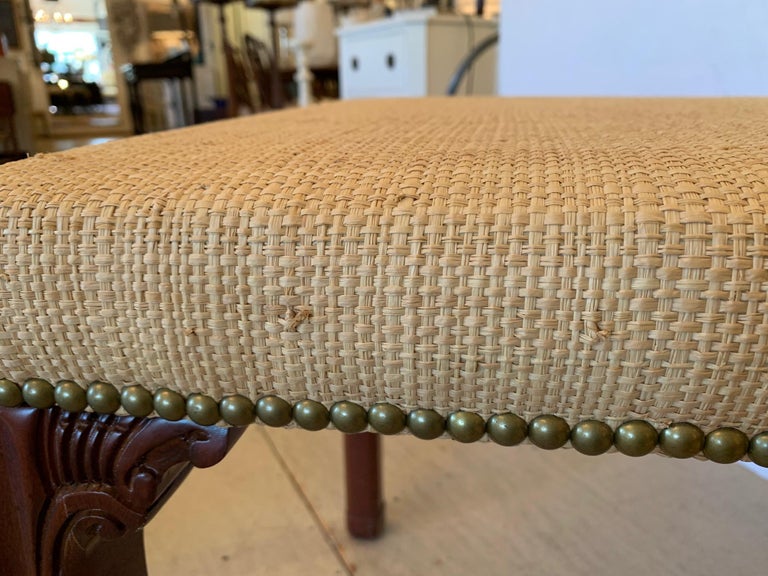Bermuda Chic Raffia Wrapped Side Table with Mahogany Base For Sale at ...