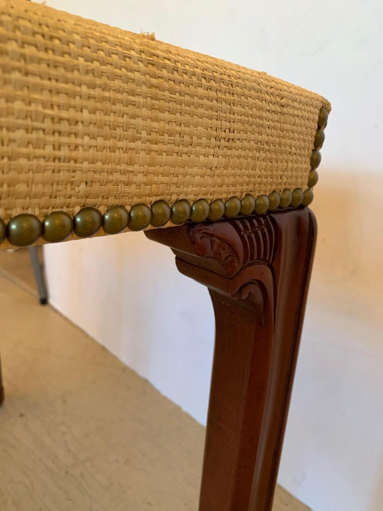 Bermuda Chic Raffia Wrapped Side Table with Mahogany Base For Sale at ...