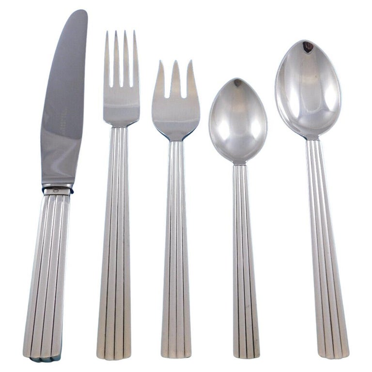Bernadotte by Georg Jensen Sterling Silver Flatware Set Service 30 pcs Dinner For Sale at 1stDibs