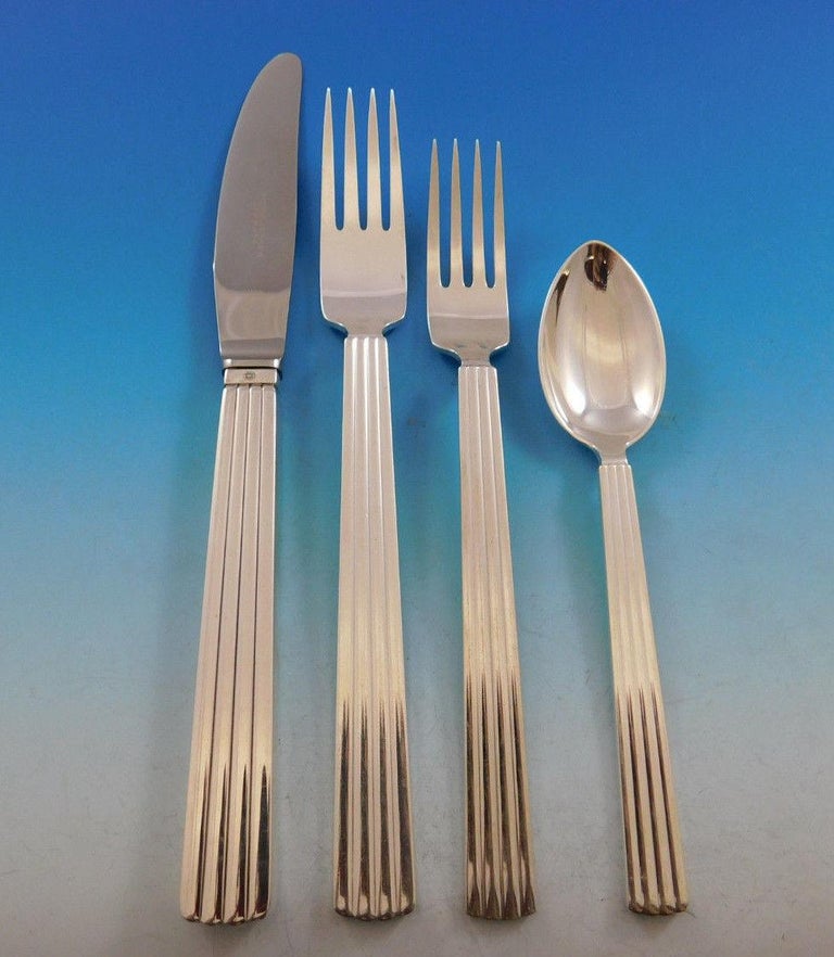 Bernadotte by Georg Jensen Sterling Silver Flatware Set Service 94 Pcs Dinner For Sale at 1stDibs