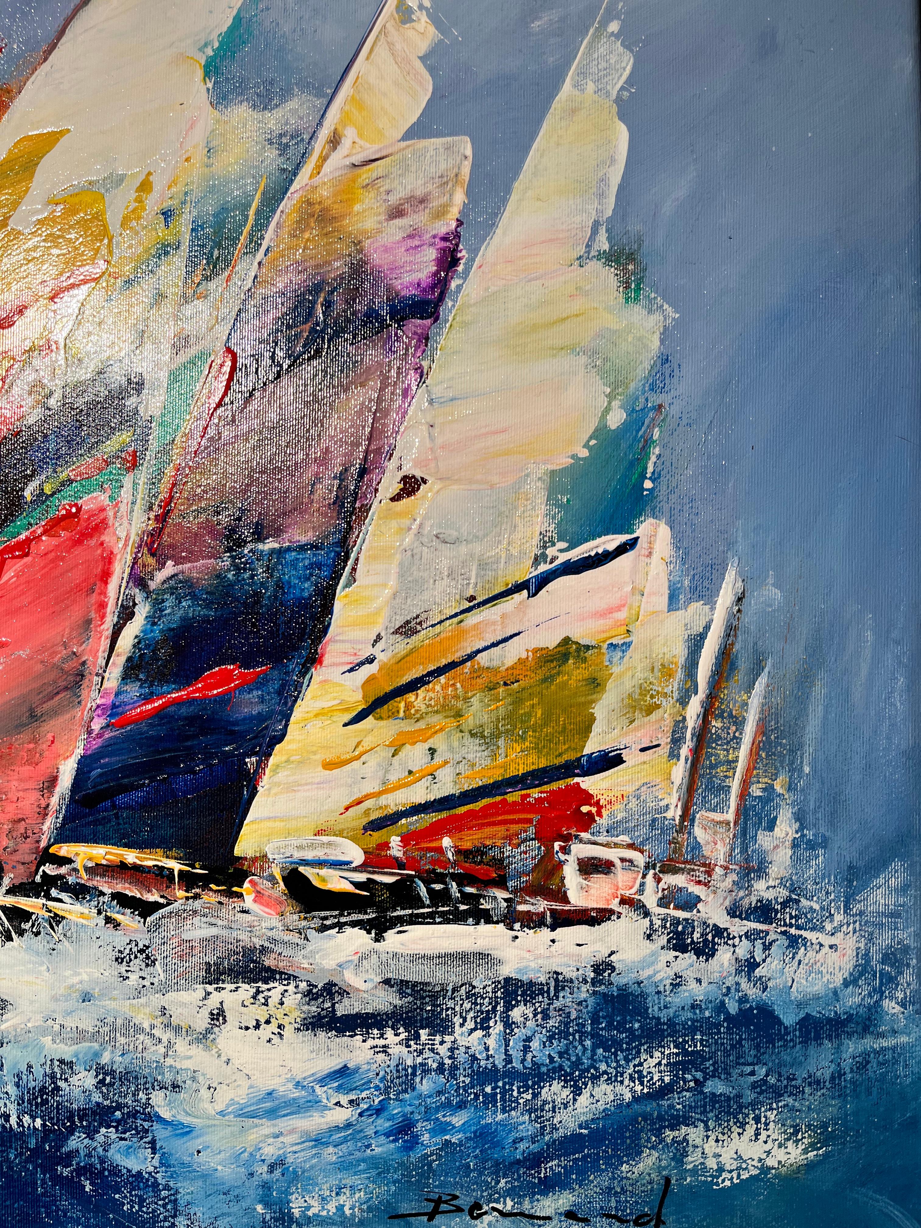 Bernard - 'Race Day' Contemporary abstract colourful sailing painting ...